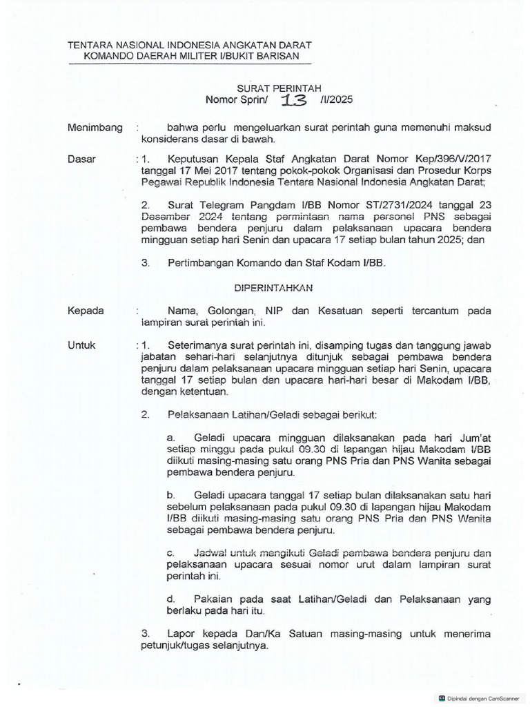 Sprin Pembawa Bendera Penjuru PNS Tahun 2025 | PDF