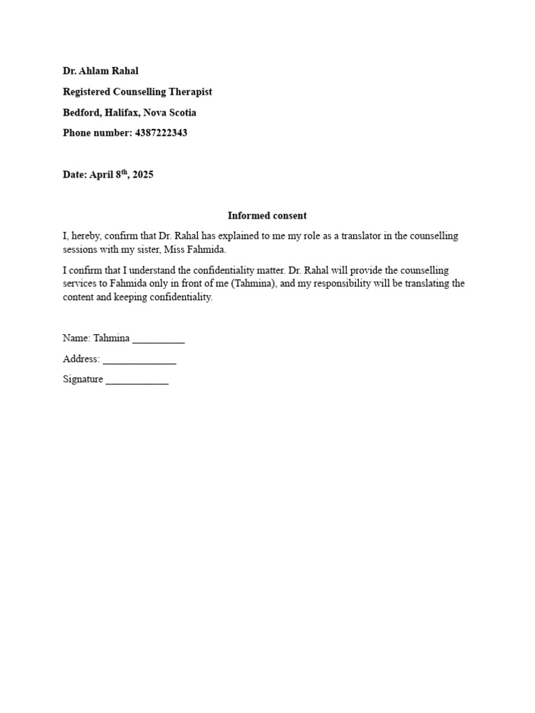 Informed Consent Tahmina 2 | PDF