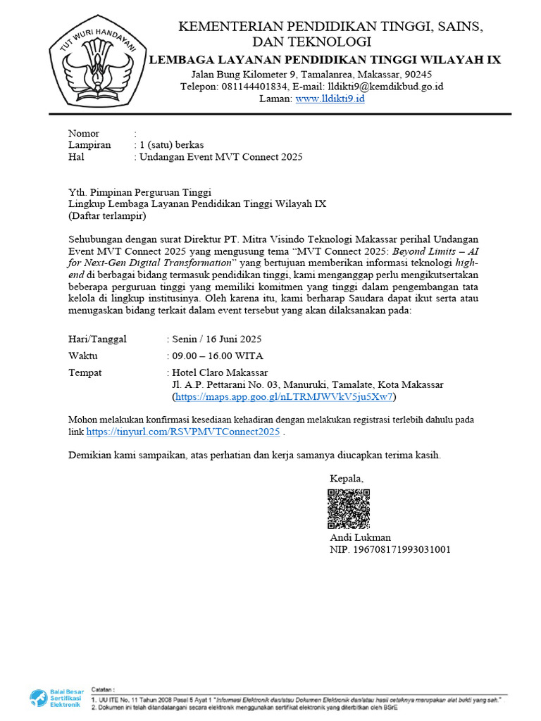 Surat Undangan Event TI 2025 | PDF