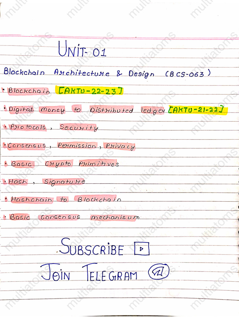 Blockchain Architecture and Design Unit-1 | PDF