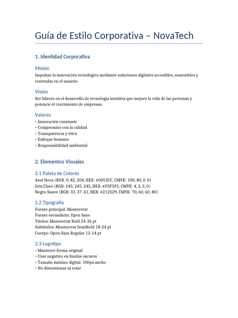 Guía de Estilo NovaTech | PDF | Modelo de color Rgb | Diseño gráfico