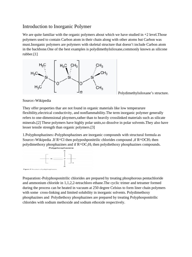 Introduction To Inorganic Polymer Term Paper 3rd Character | PDF | Polymers | Cross Link