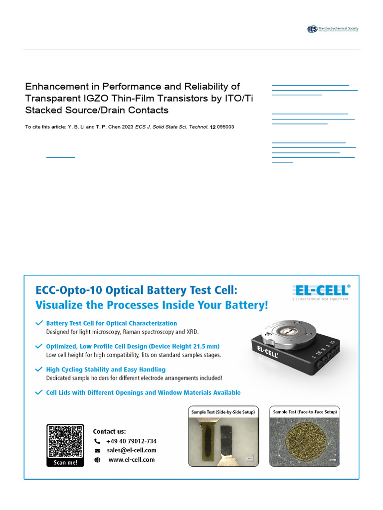 Enhancement in Performance and Reliability of Transparent IGZO Thin ...