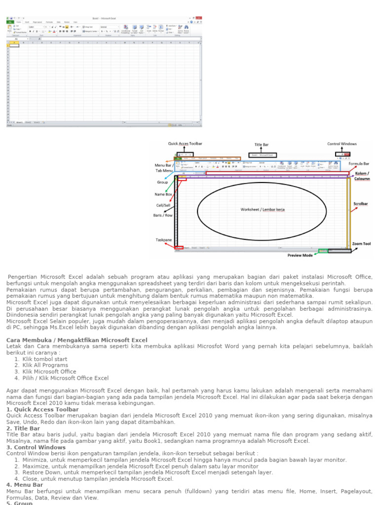 Tampilan Jendela Microsoft Excel 2010 | PDF