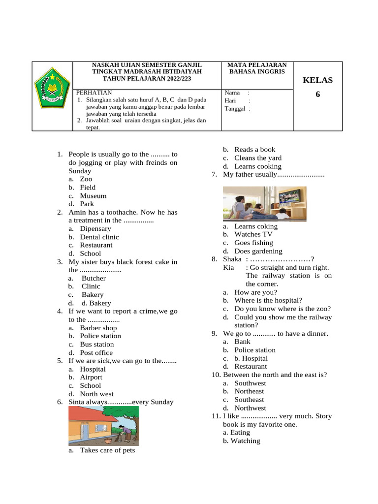 Naskah Ujian Semester Ganjil | PDF