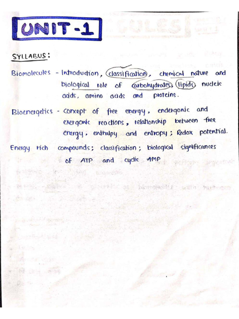 Biochemistry 2nd Sem 1st Unit | PDF