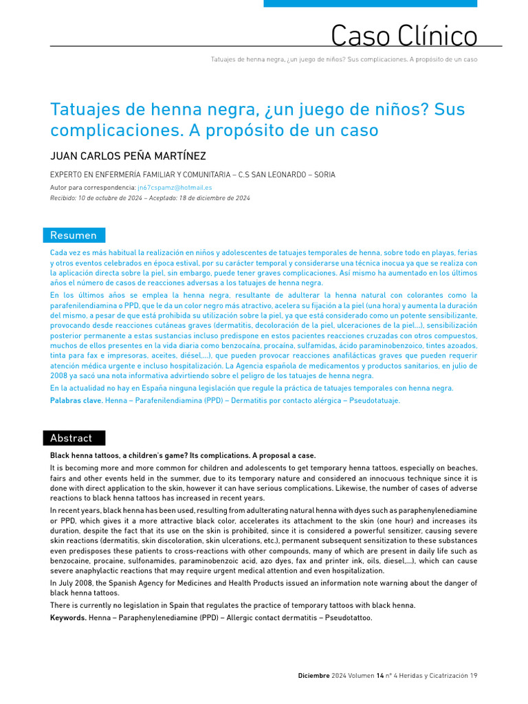 Tatuajes de Henna Negra COMPLICACIONES 2024 | PDF