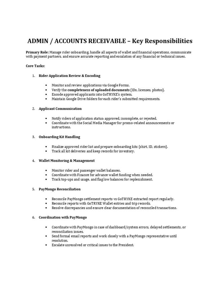 Accounts Receivable Responsibilities Guide | PDF