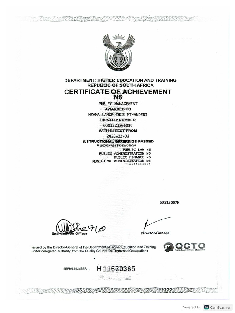 Certificate n6 | PDF