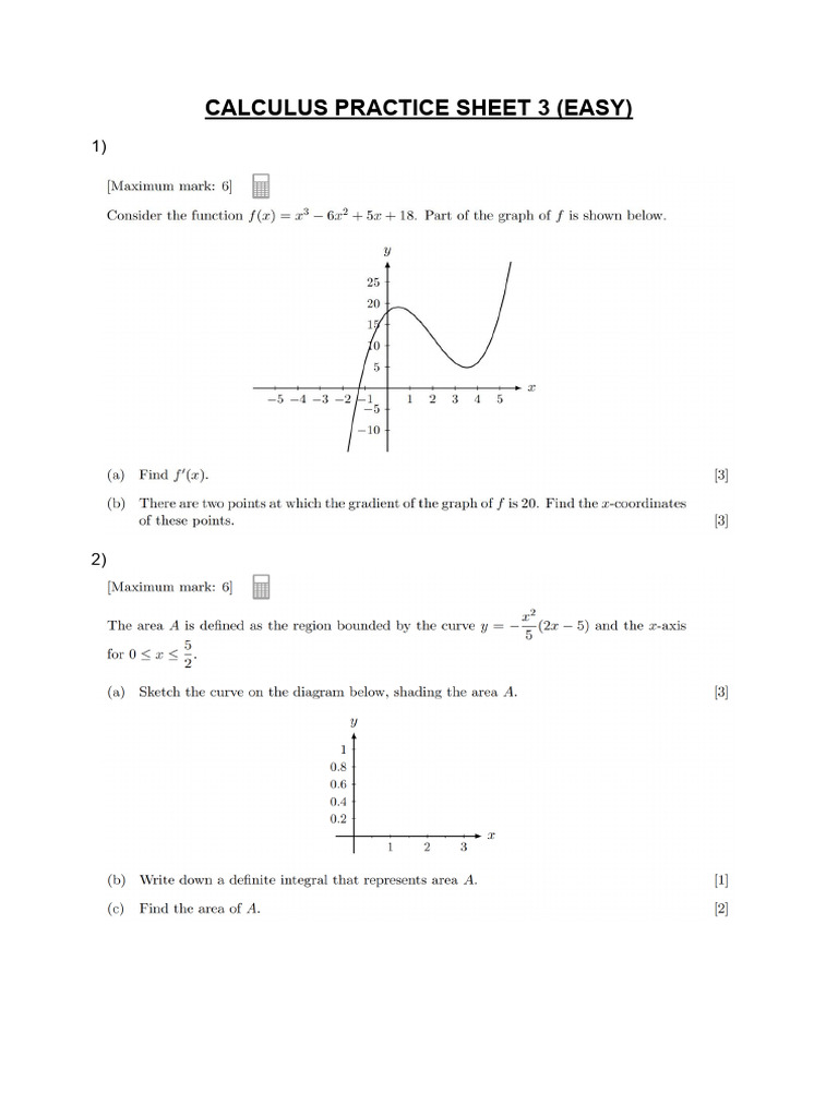 Calculus Practice Sheet Easy | PDF