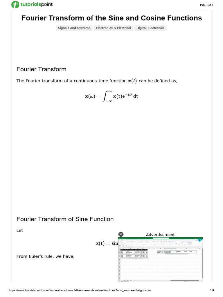 Fourier Transform of The Sine and Cosine Functions | PDF | Trigonometric Functions | Special ...