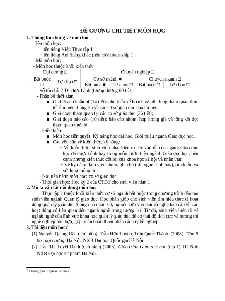 De Cuong Chi Tiet Mon Hoc | PDF