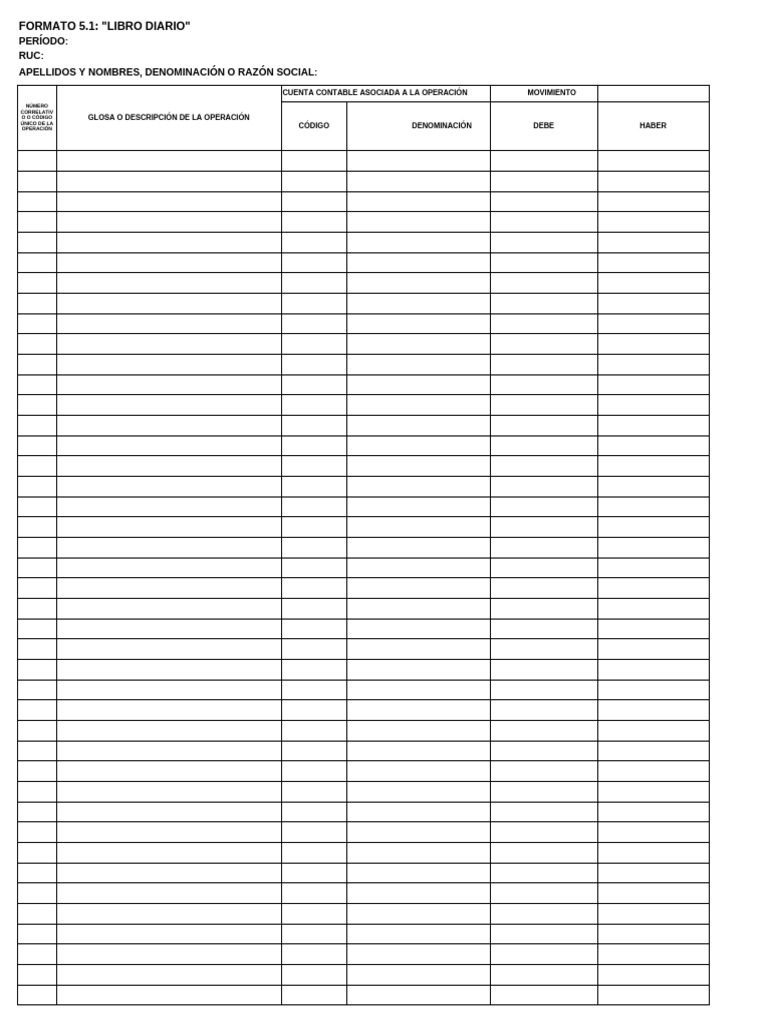 FORMATO LIBRO DIARIO, Hoja de Trabajo, Calcilo de Costos | PDF ...