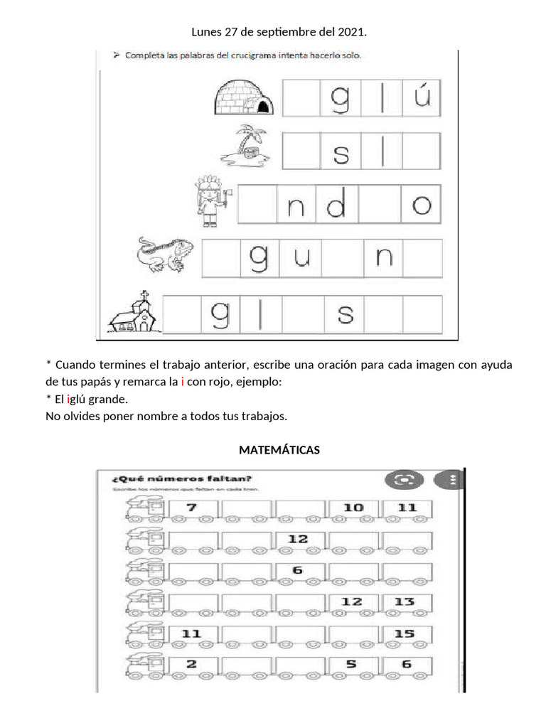 Ejercicios Sobre La Letra I | PDF