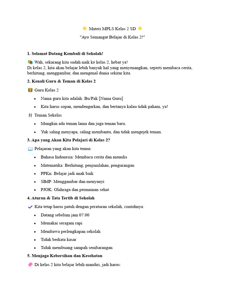 Materi MPLS Kelas 2 SD | PDF