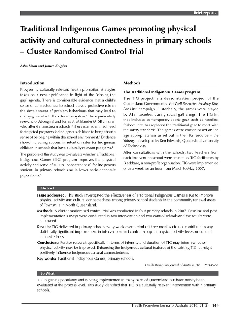 Traditional Indigenous Games Promoting P | PDF | Indigenous Australians ...