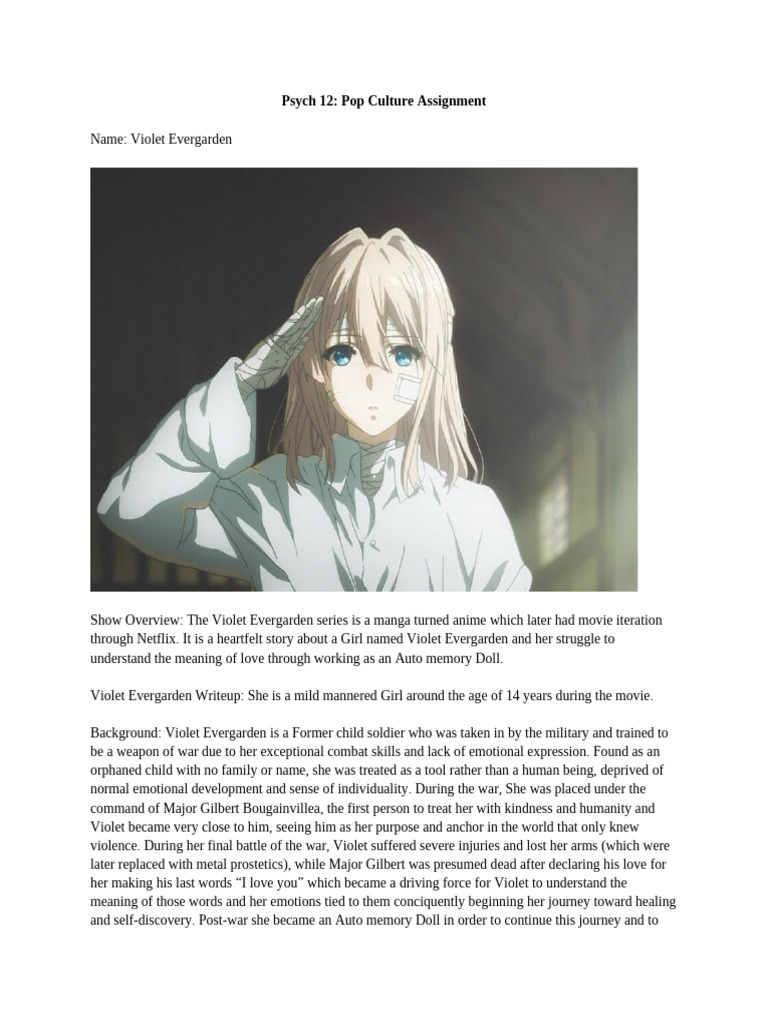 Violet Evergarden - Personality Profile | PDF | Self Actualization ...