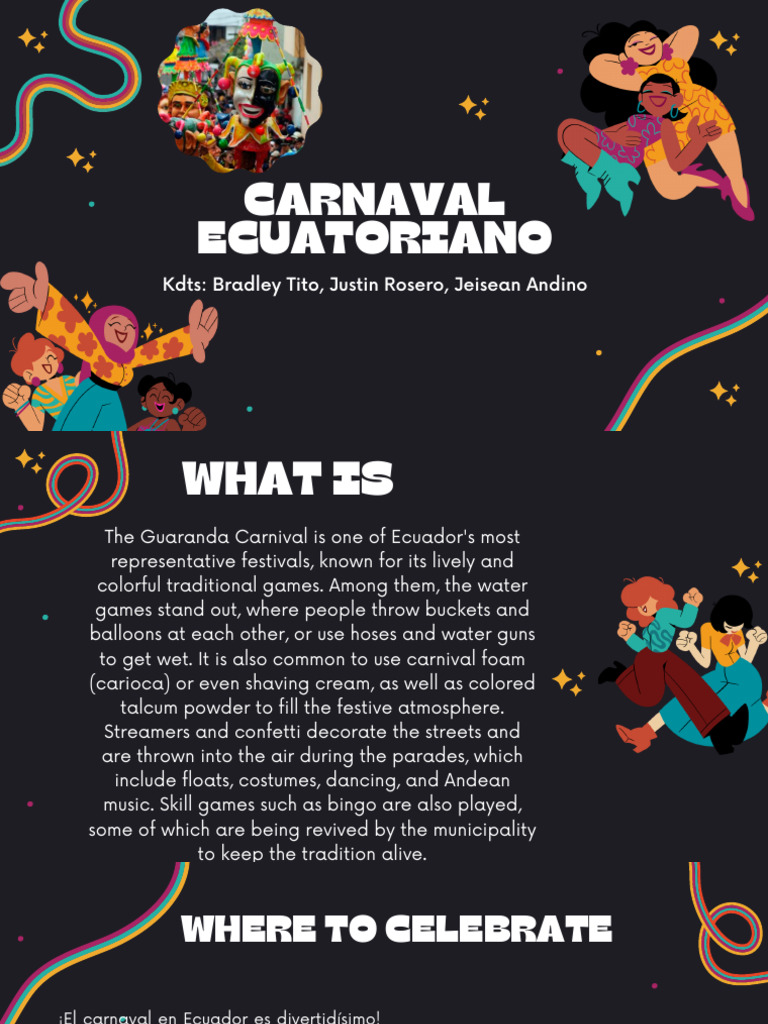 Presentacion Baile y Disfraces Fiestas Llamativo Ilustrado Colorido Bold | PDF | Carnival ...