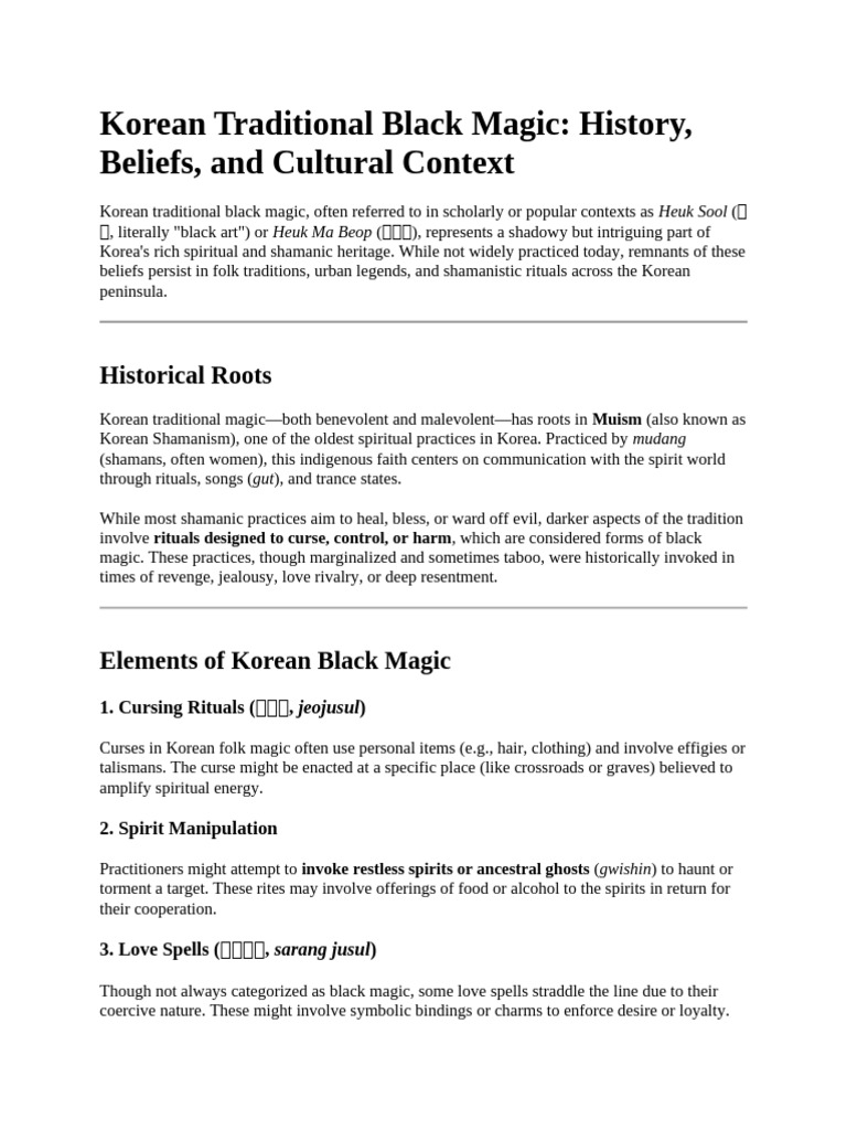 Korean Black Magic: History and Beliefs | PDF | Shamanism | Religious ...