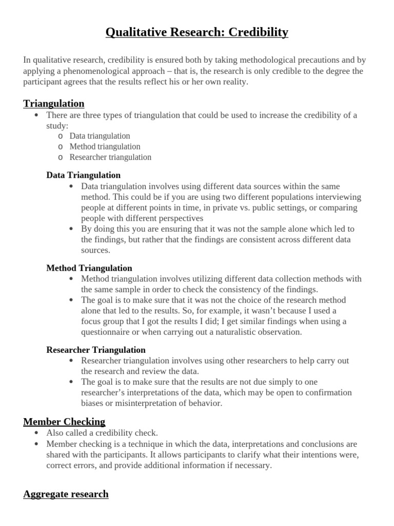 Credibility in Qualitative Research Summary | PDF | Methodology ...