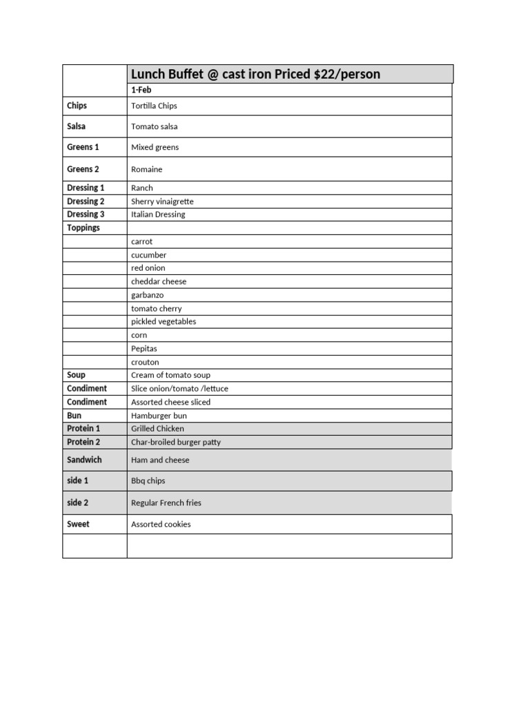 Lunch Buffet | PDF