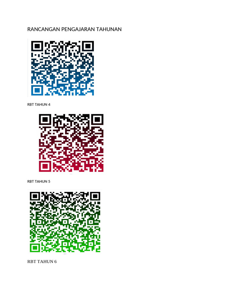 Rancangan Pengajaran Tahunan RBT QR Code | PDF
