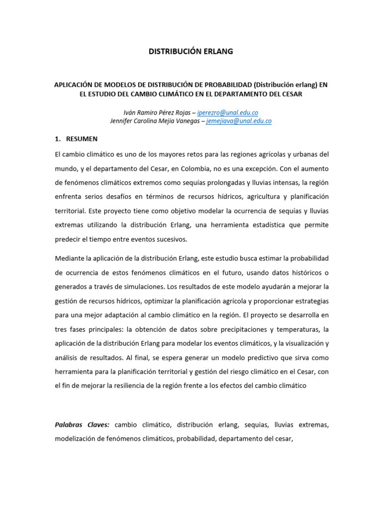 DISTRIBUCIÓN ERLANG Ivan Perez - Jeniffer Carolina | PDF | Probabilidad ...