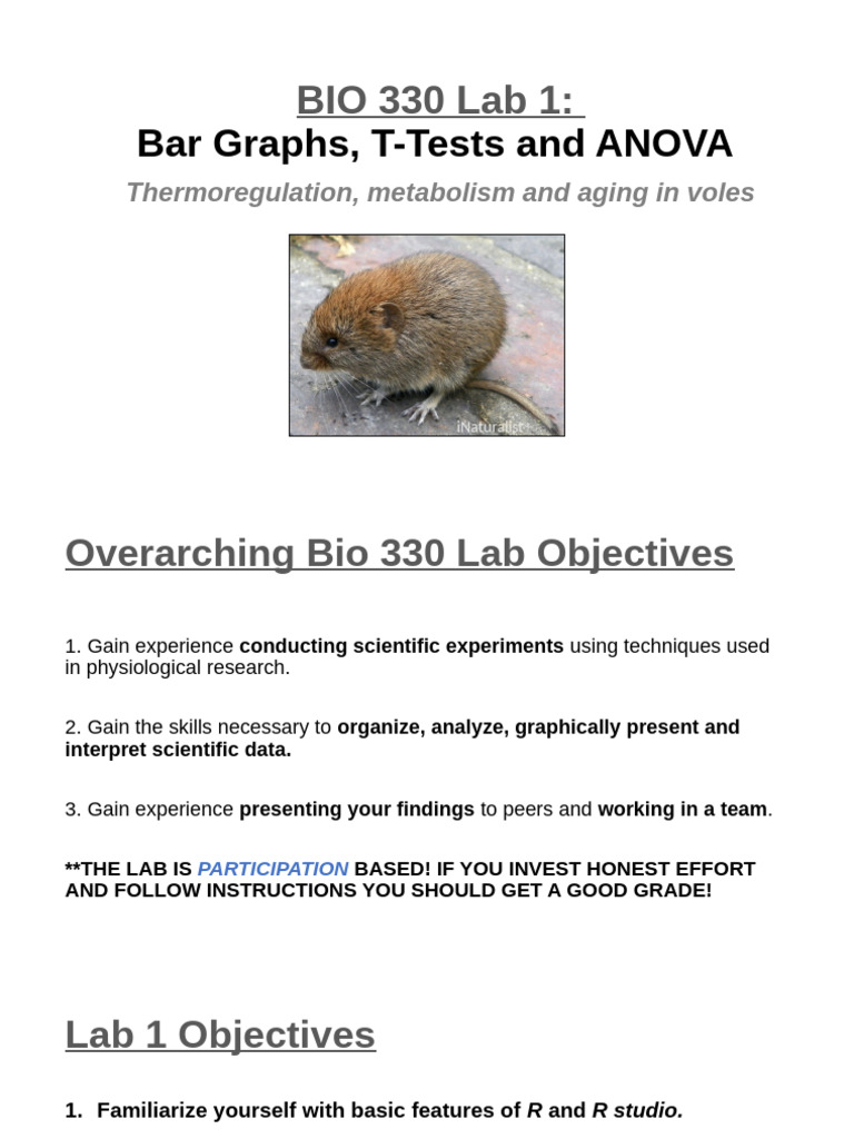 Vole Thermoregulation Lab: Stats & Graphs | PDF | Student's T Test | P ...
