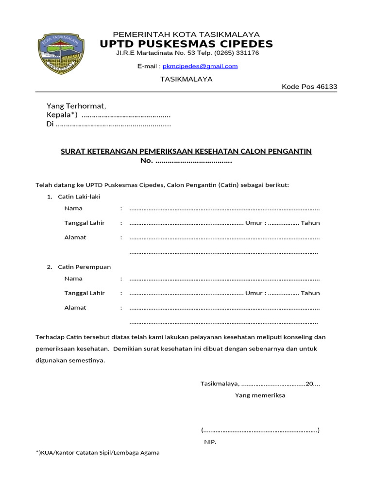 Surat Keterangan Catin | PDF