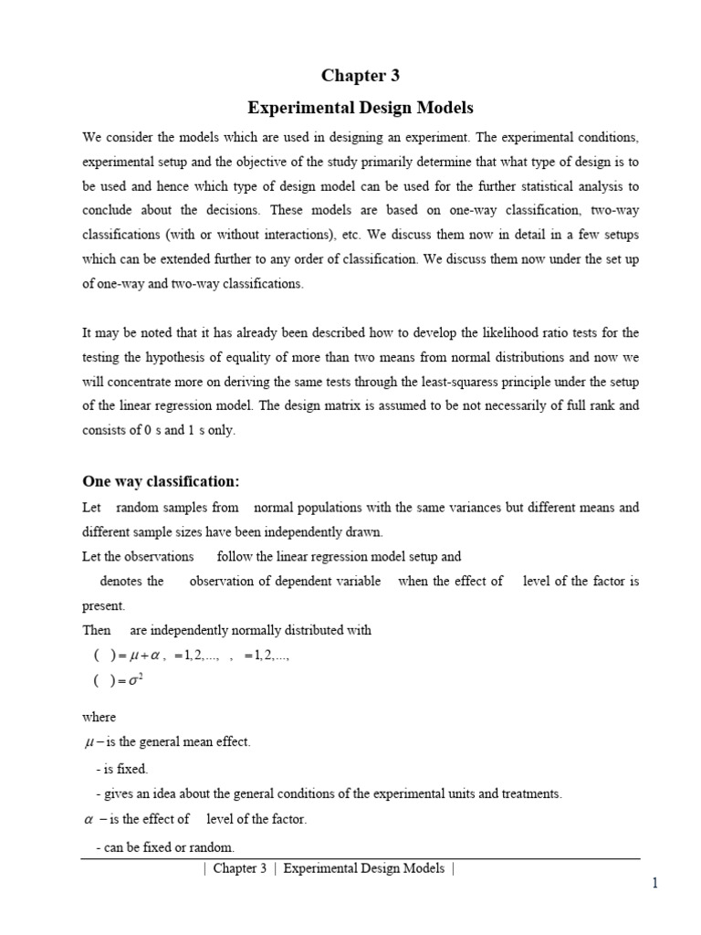 Chapter3 Anova Experimental Design Models | PDF | Mean Squared Error | Errors And Residuals