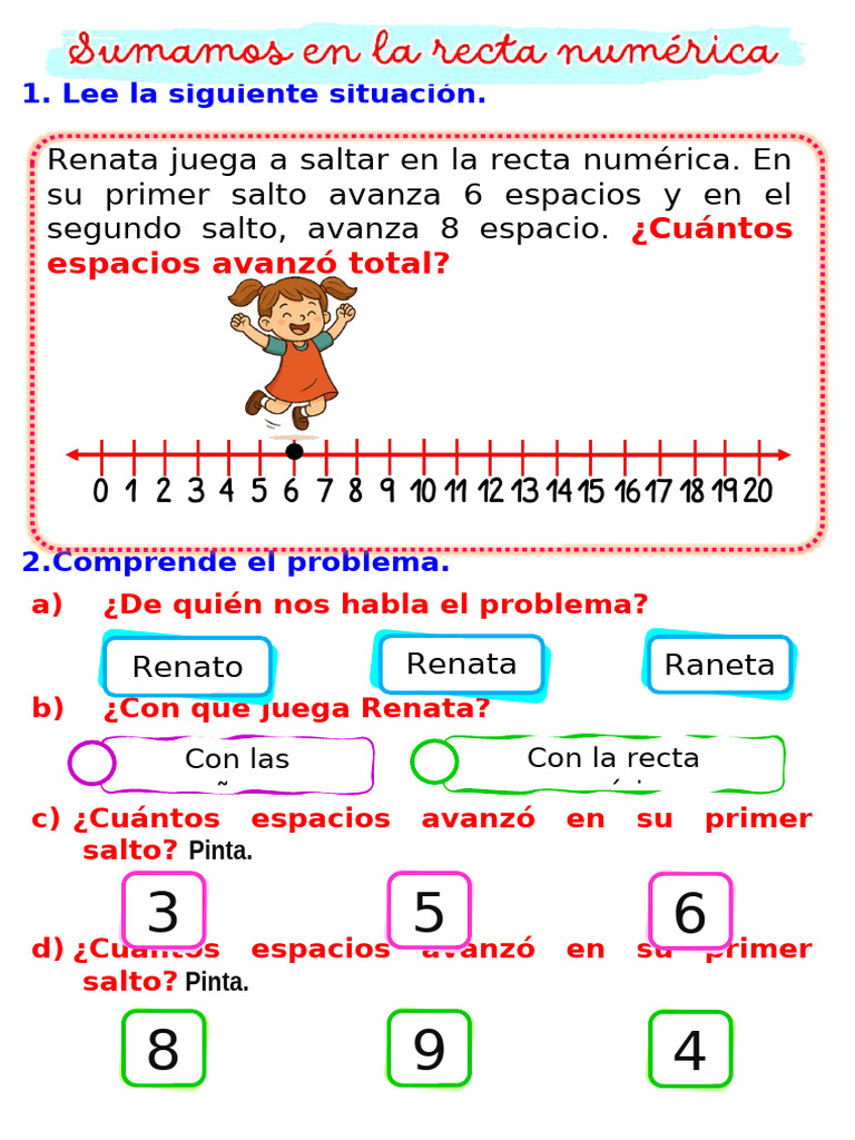 Sumas en la Recta Numérica para Niños | PDF