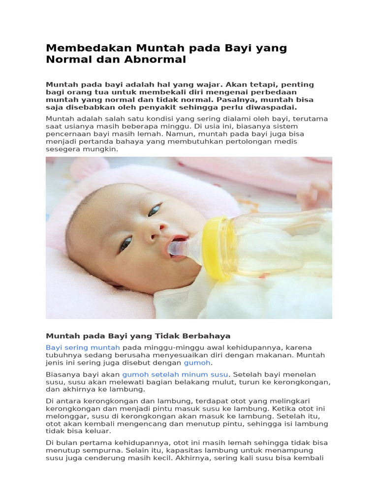 Membedakan Muntah Pada Bayi Yang Normal Dan Abnormal | PDF