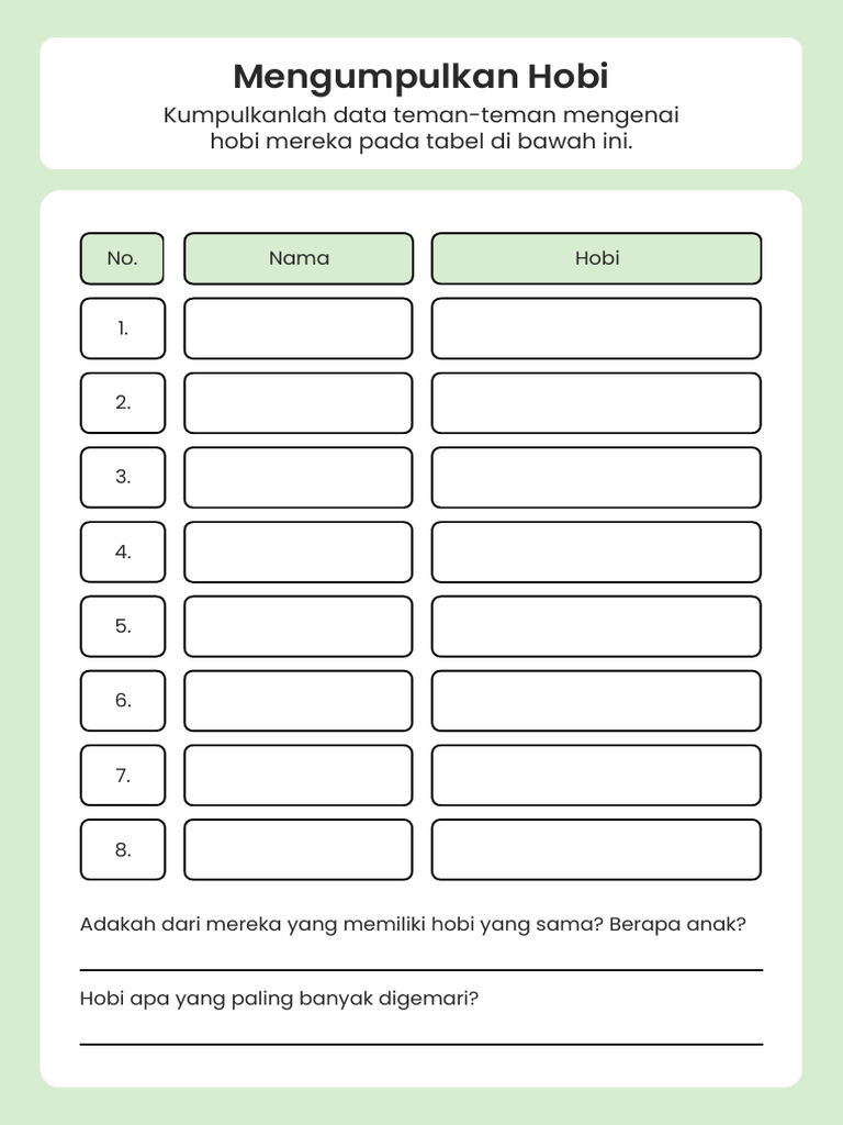 Data Hobi Teman-Teman Anda | PDF