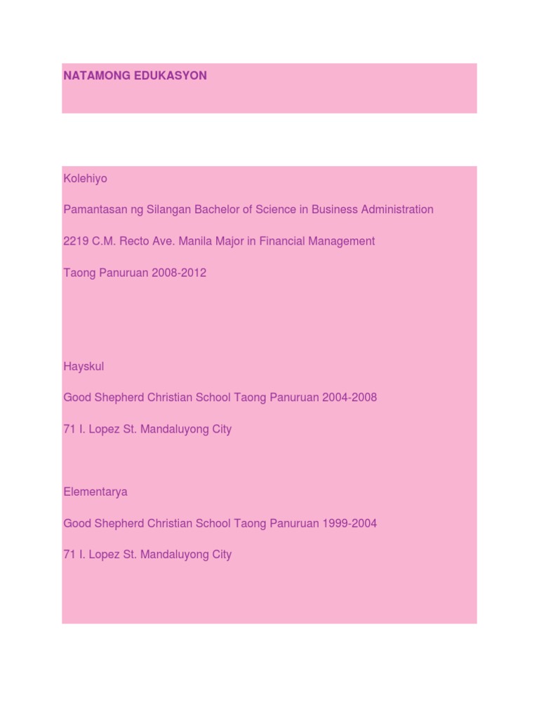 Resume Tagalog | PDF