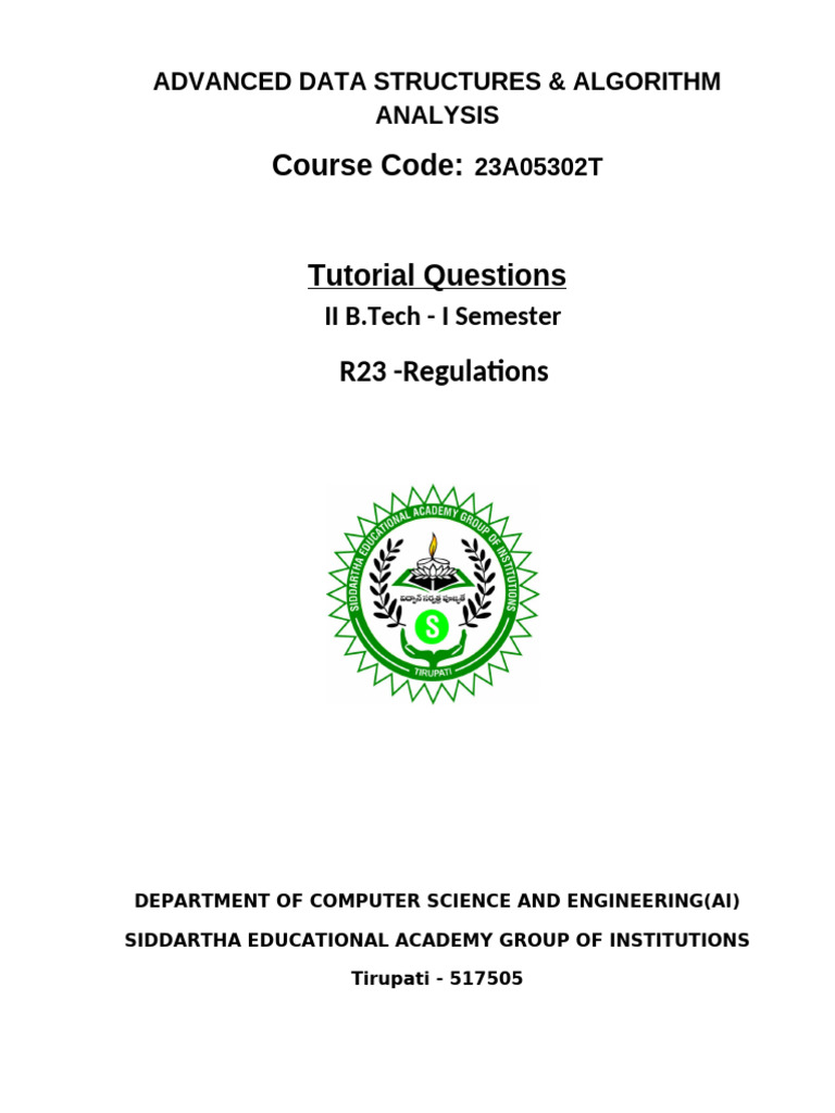 Advanced Data Structures & Algorithms Guide | PDF