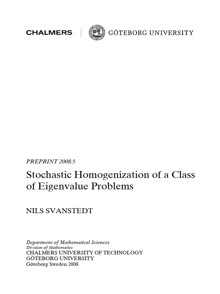 Svanstedt (2008) Stochastic Homogenization of A Class of Eigenvalue Problems | PDF