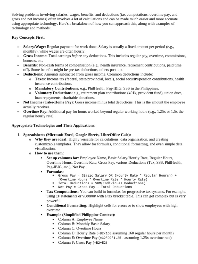 Solving Problems Involving Salaries | PDF | Tax Deduction | Payroll