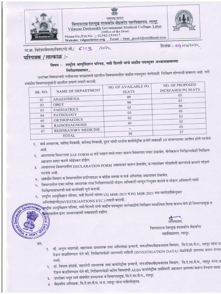 Regardding NMC Inspection Circular | PDF
