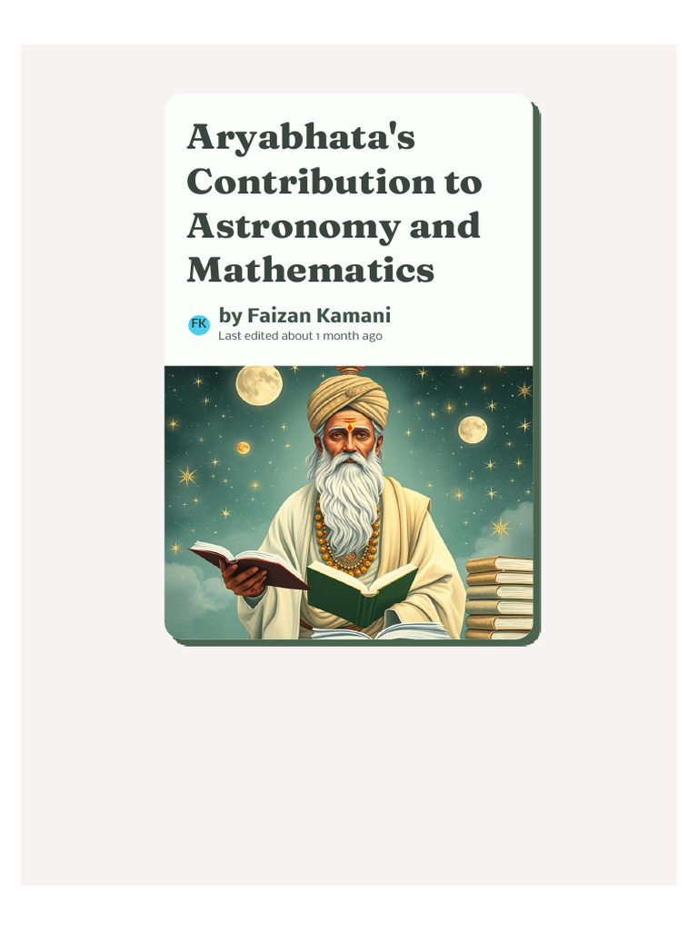 Aryabhata's Contribution To Astronomy and Mathematics - Gamma | PDF ...