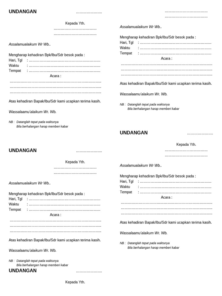 Undangan Acara Penting Besok | PDF
