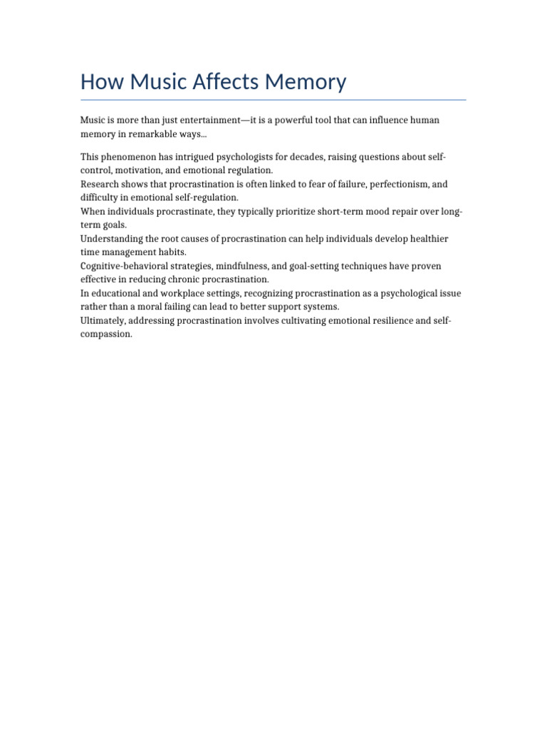 Essay 3 How Music Affects Memory | PDF