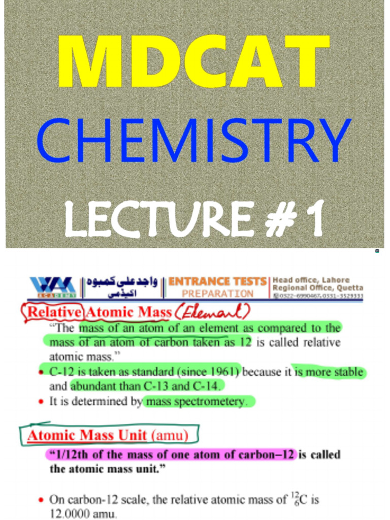 WAK Academy MDCAT Chemistry Notes | PDF