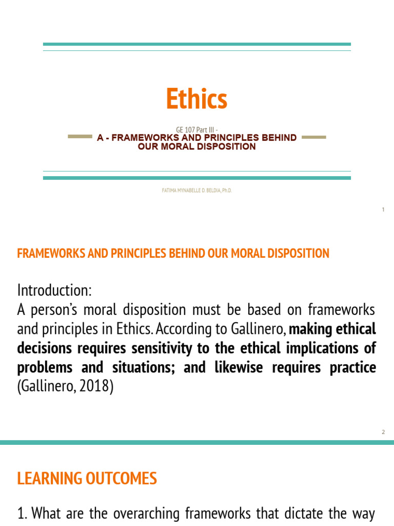 H Ethics Part III - Frameworks and Principles Behind Our Moral ...