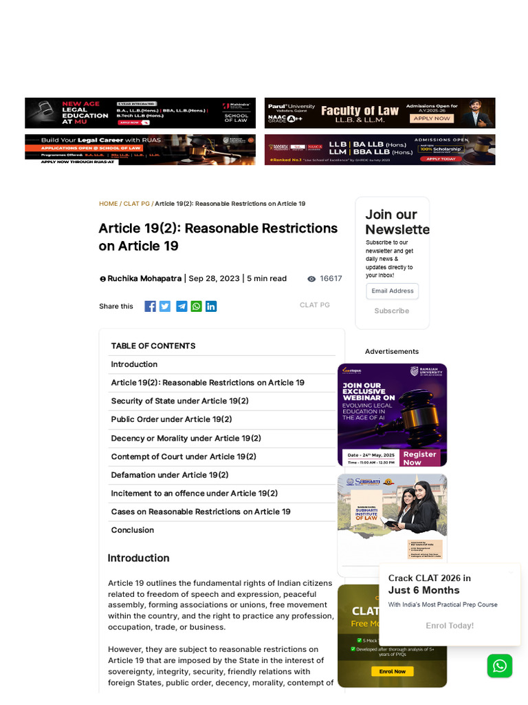 Article 19(2)_ Reasonable Restrictions on Article 19 | PDF | Defamation | Justice