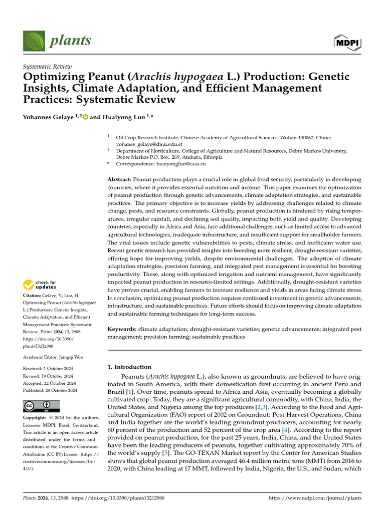 5.optimizing Peanut (Arachis Hypogaea L.) Production Genetic Insights, Climate Adaptation ...