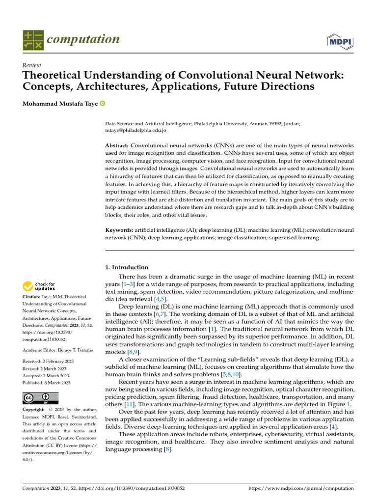 11.theoretical Understanding of Convolutional Neural Network Concepts, Architectures, Mohammad ...
