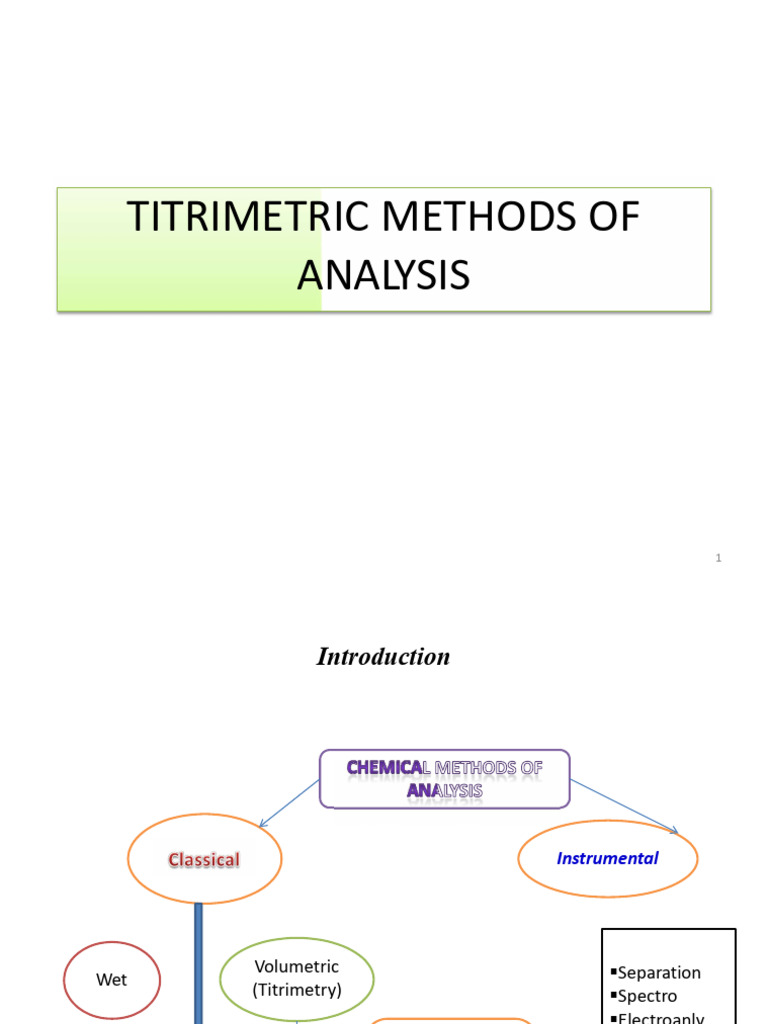 Titrimetric Methods of Analysis | PDF | Titration | Chemistry