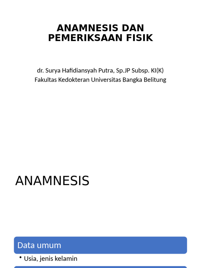 Anamnesis Dan Pemeriksaan Fisik Kardio | PDF