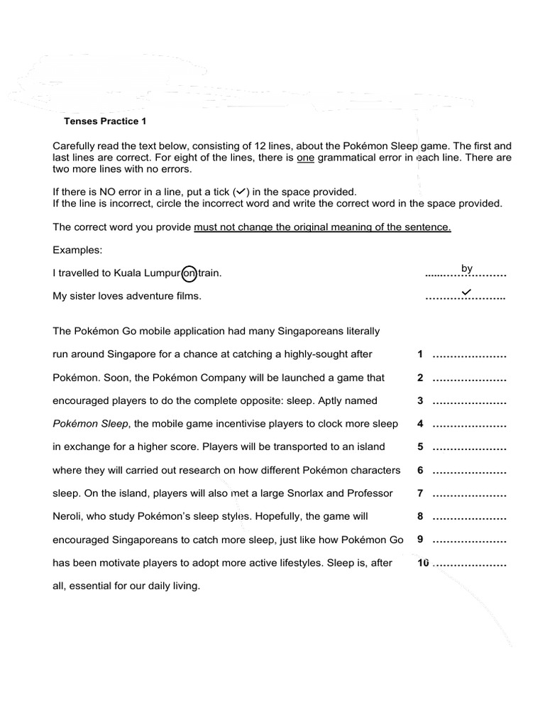 Editing Practice Pdf