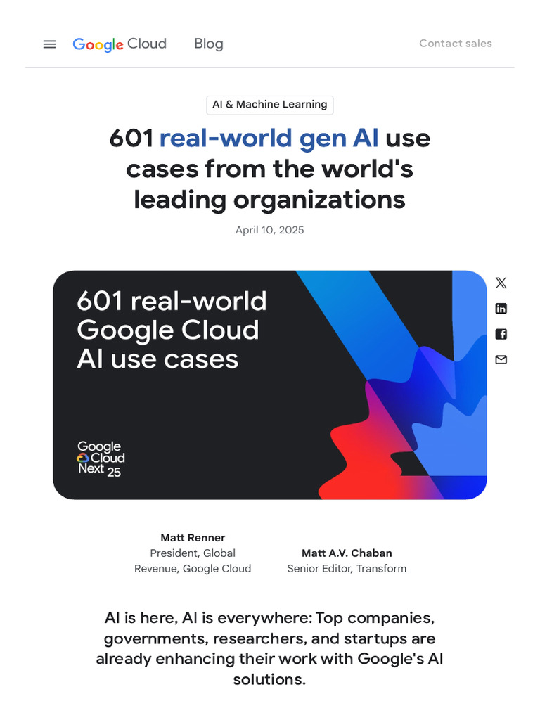 Real-World Gen AI Use Cases From The World's Leading Organizations ...